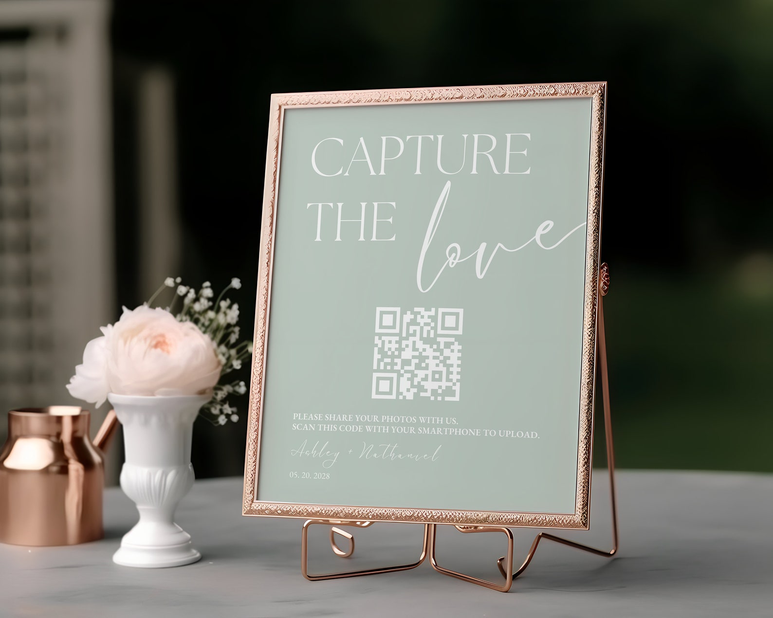 Wedding QR Code Sign Template Sage Green Photo Album Sharing QR Wedding ...