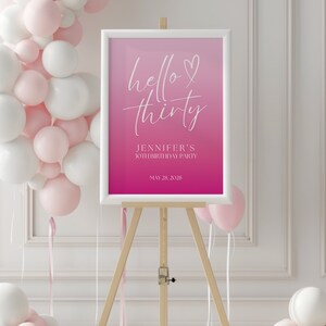 Modern Birthday Welcome Sign Template for Pink Birthday Decor Editable ...