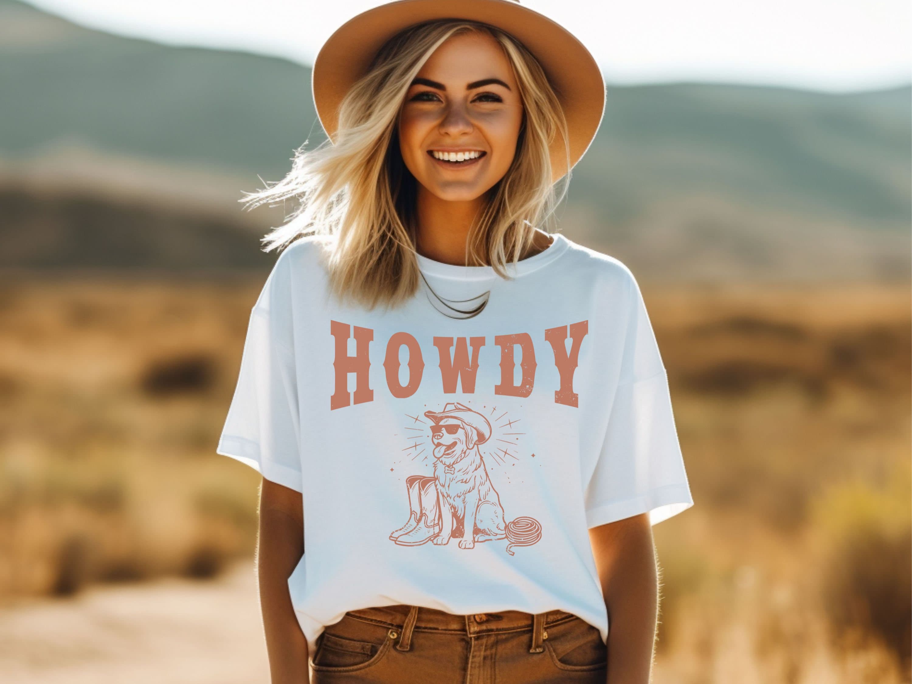 Howdy Western SVG Golden Retriever Dog PNG for Retro Vintage T Shirt ...