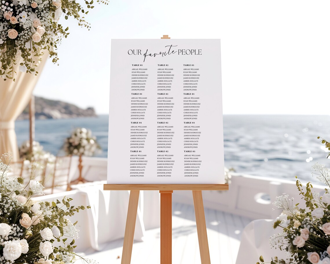 Seating Chart Sign Wedding Templates With Minimal Wedding Custom ...