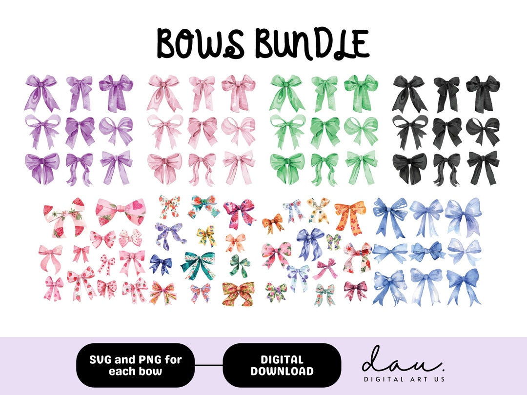 Watercolor Bow Clipart Bundle, Ribbon Bow SVG PNG (digital Download) - Etsy