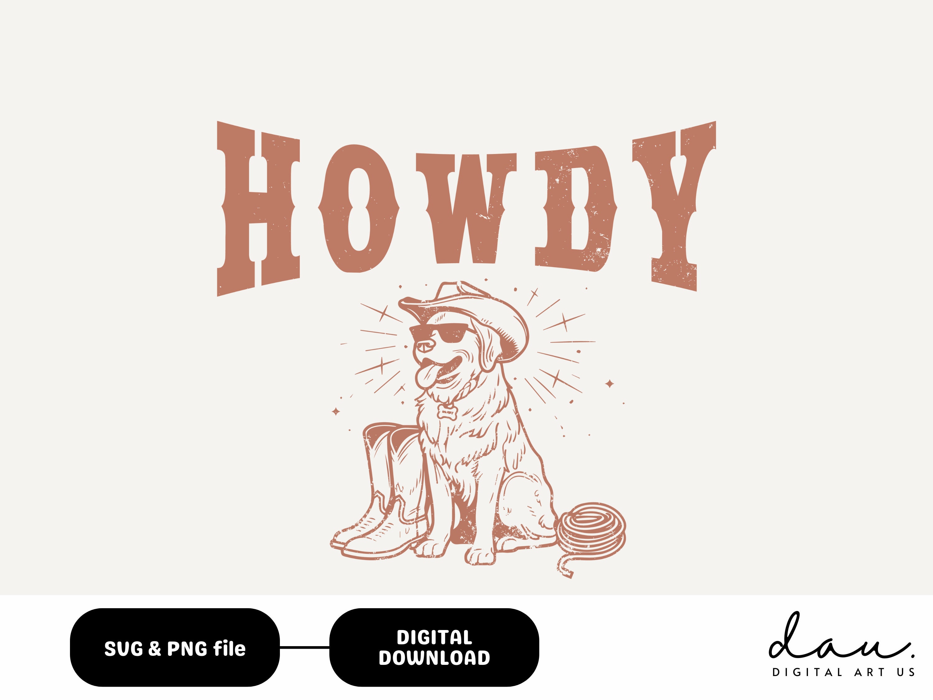 Howdy Western SVG Golden Retriever Dog PNG for Retro Vintage T Shirt ...