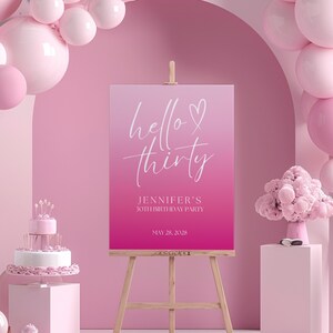 Modern Birthday Welcome Sign Template for Pink Birthday Decor Editable ...