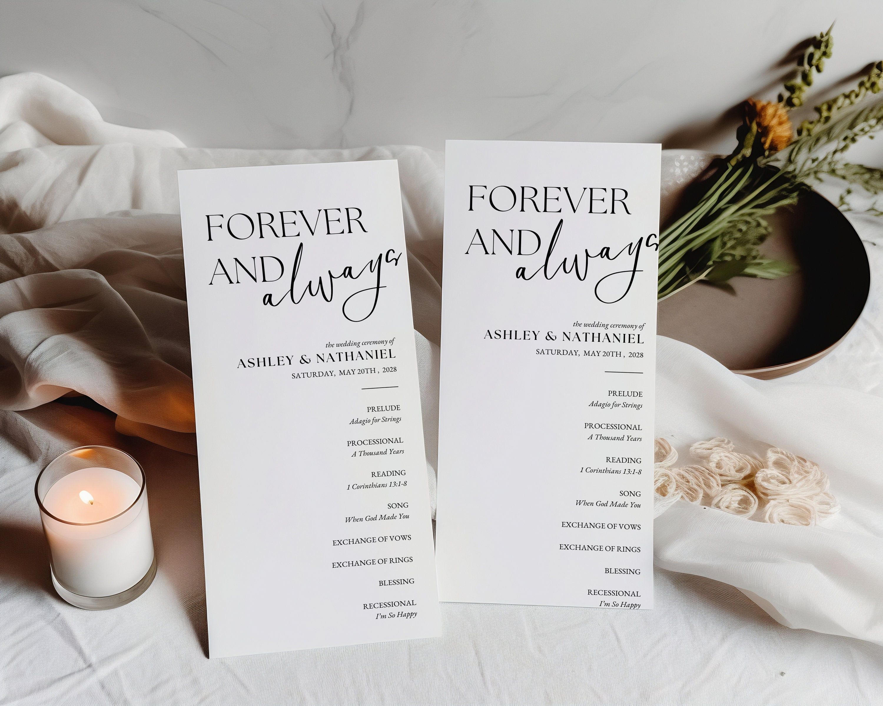 Modern Wedding Program Template Minimal and Elegant Wedding Ceremony ...