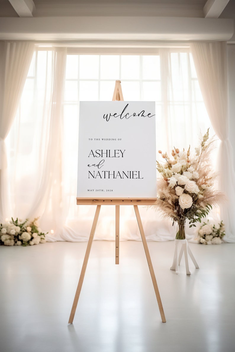 Minimalist Wedding Welcome Sign Template Minimal and Modern Wedding ...