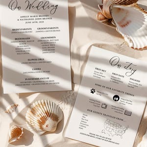 Infographic Wedding Program Template for Modern Wedding Ceremony Unique Welcome Card Editable ...