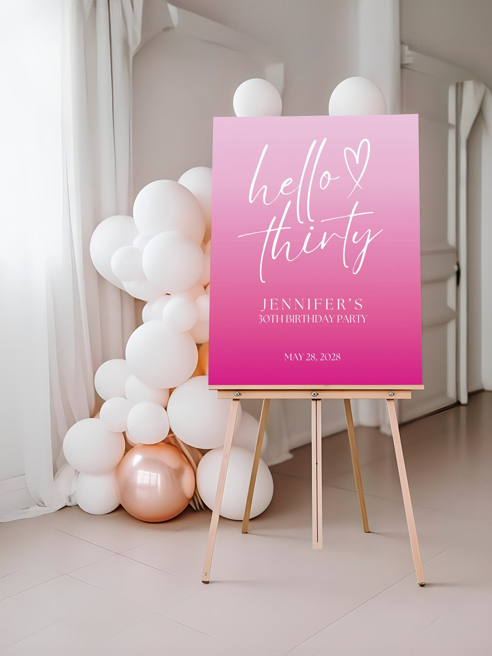 Modern Birthday Welcome Sign Template for Pink Birthday Decor Editable ...