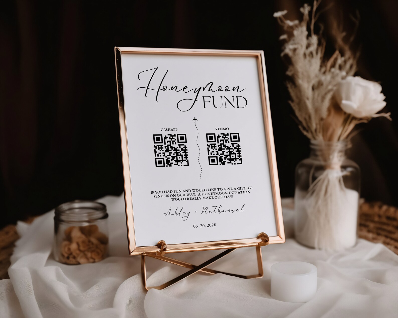 Modern Honeymoon Fund QR Code Sign Wedding Minimalist Signage Gift QR ...