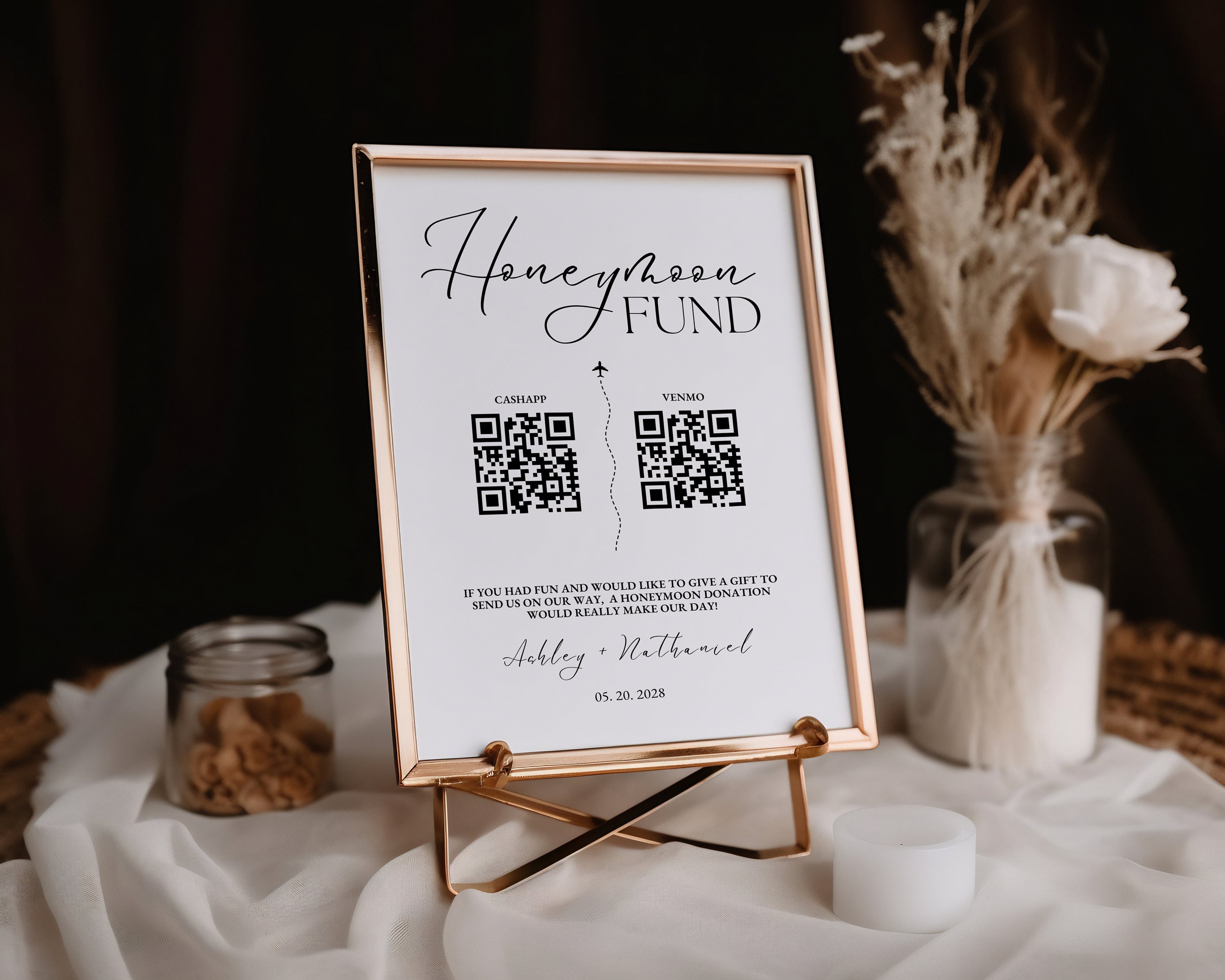 Modern Honeymoon Fund QR Code Sign Wedding Minimalist Signage Gift QR ...