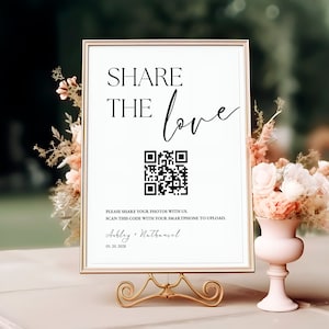 QR Code Sign Wedding Minimalist Photo Album Sharing QR Wedding Signs ...