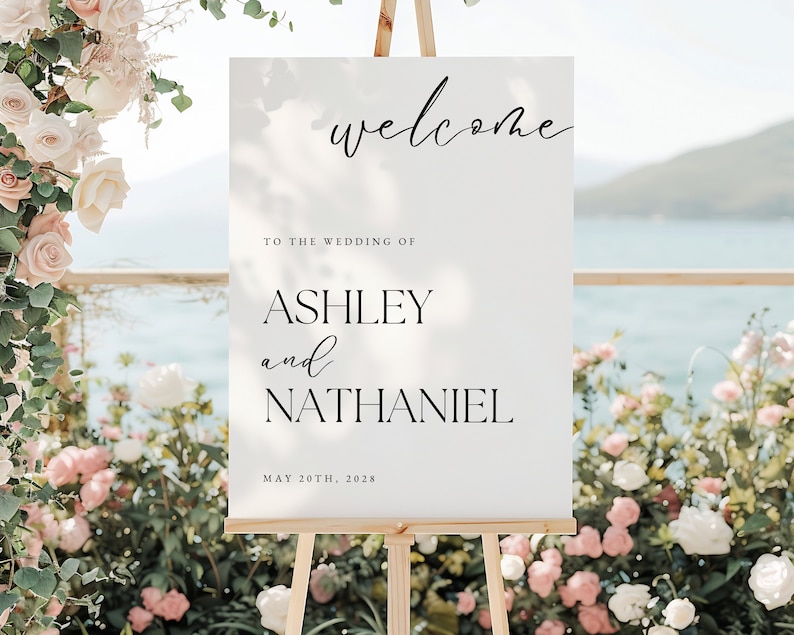 Minimalist Wedding Welcome Sign Template Minimal and Modern Wedding ...