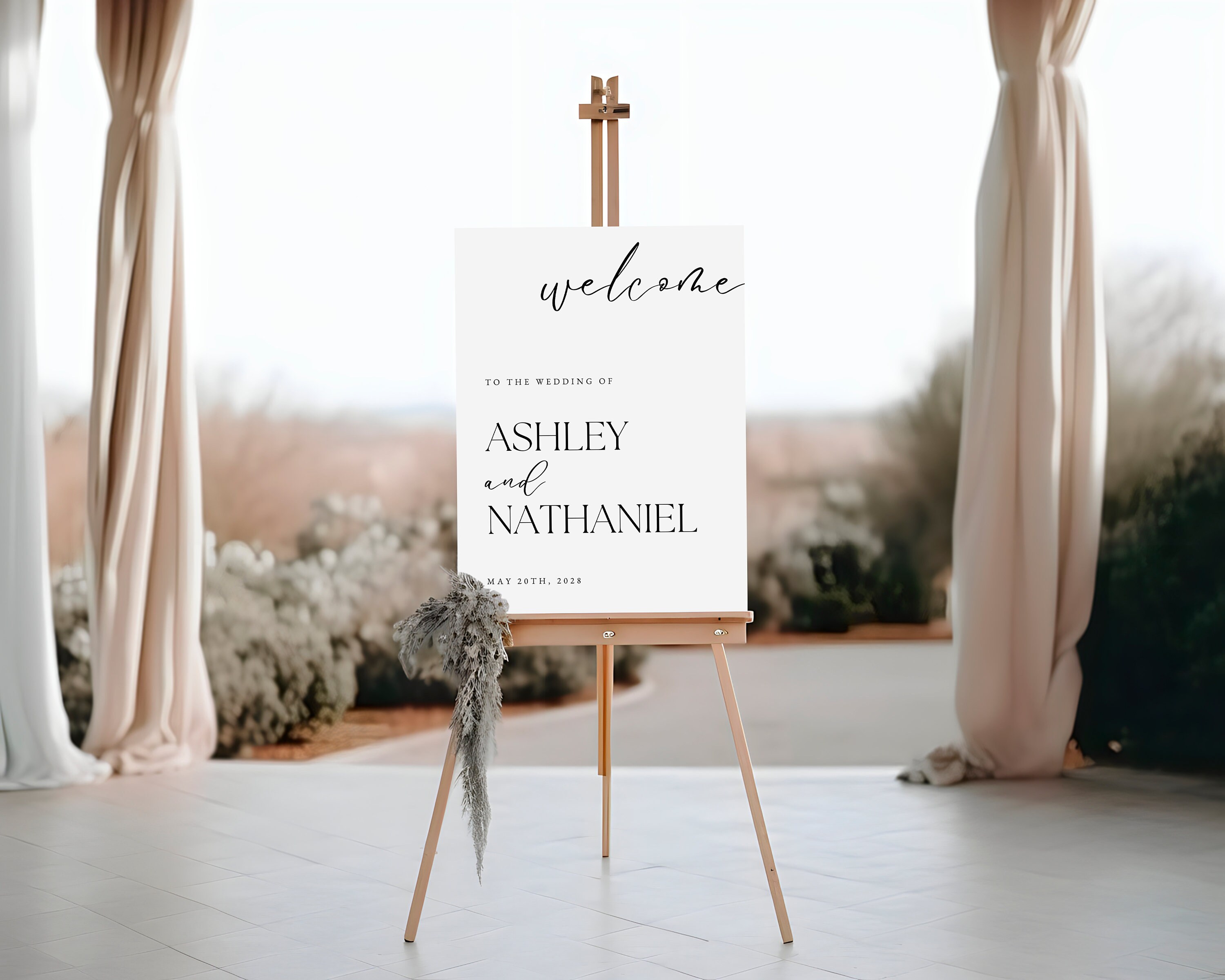 Large Wedding Sign Template for Minimalist and Boho Wedding Theme ...