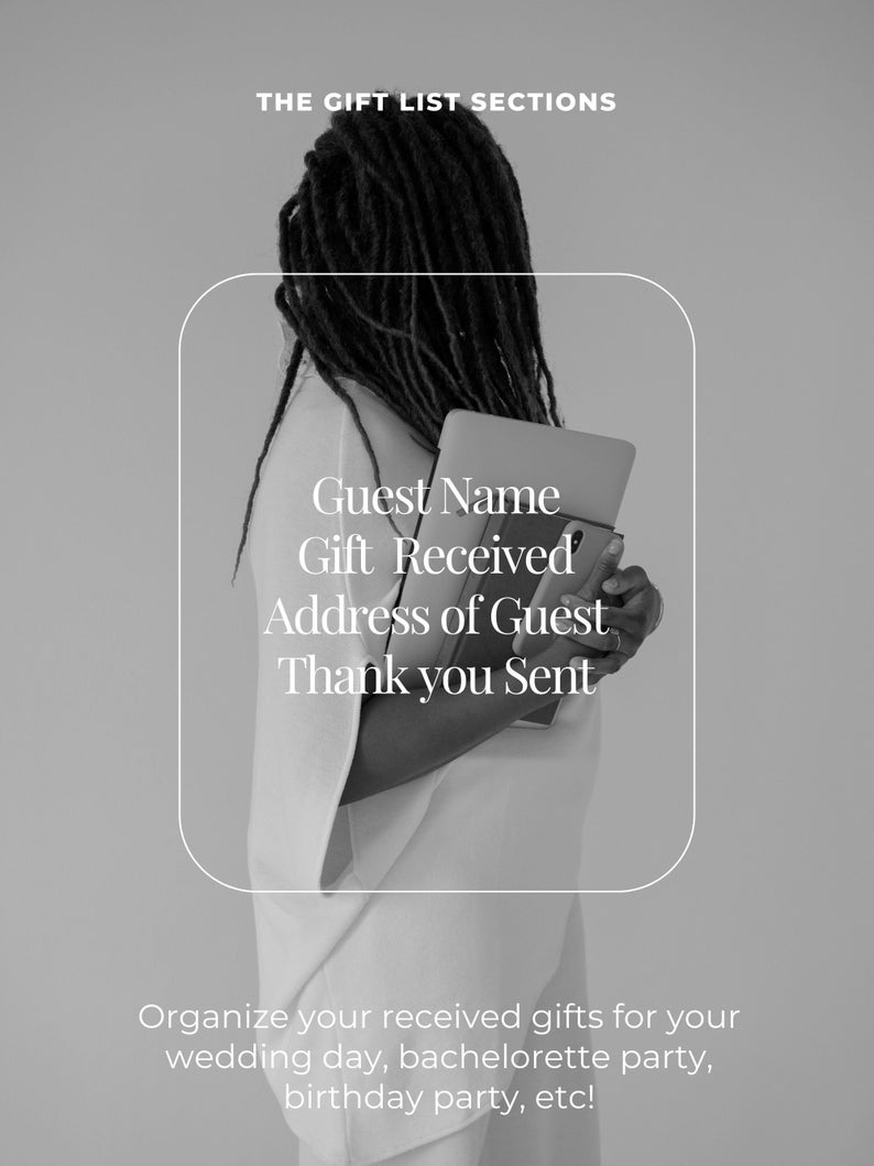 Printable Gift Tracker Template for Wedding Thank You Notes Editable ...