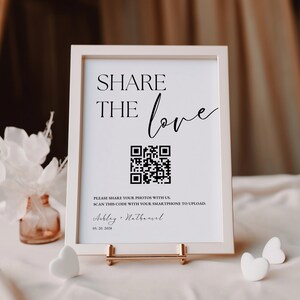 QR Code Sign Wedding Minimalist Photo Album Sharing QR Wedding Signs ...