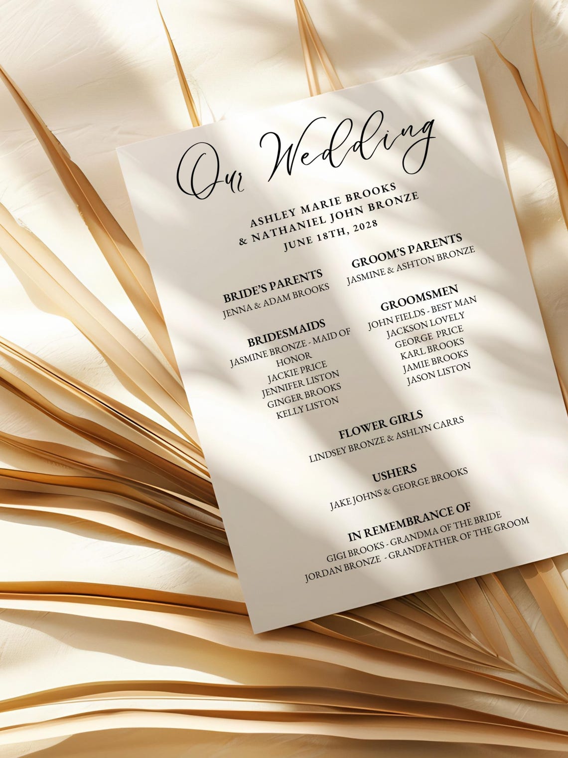 Infographic Wedding Program Template for Modern Wedding Ceremony Unique ...