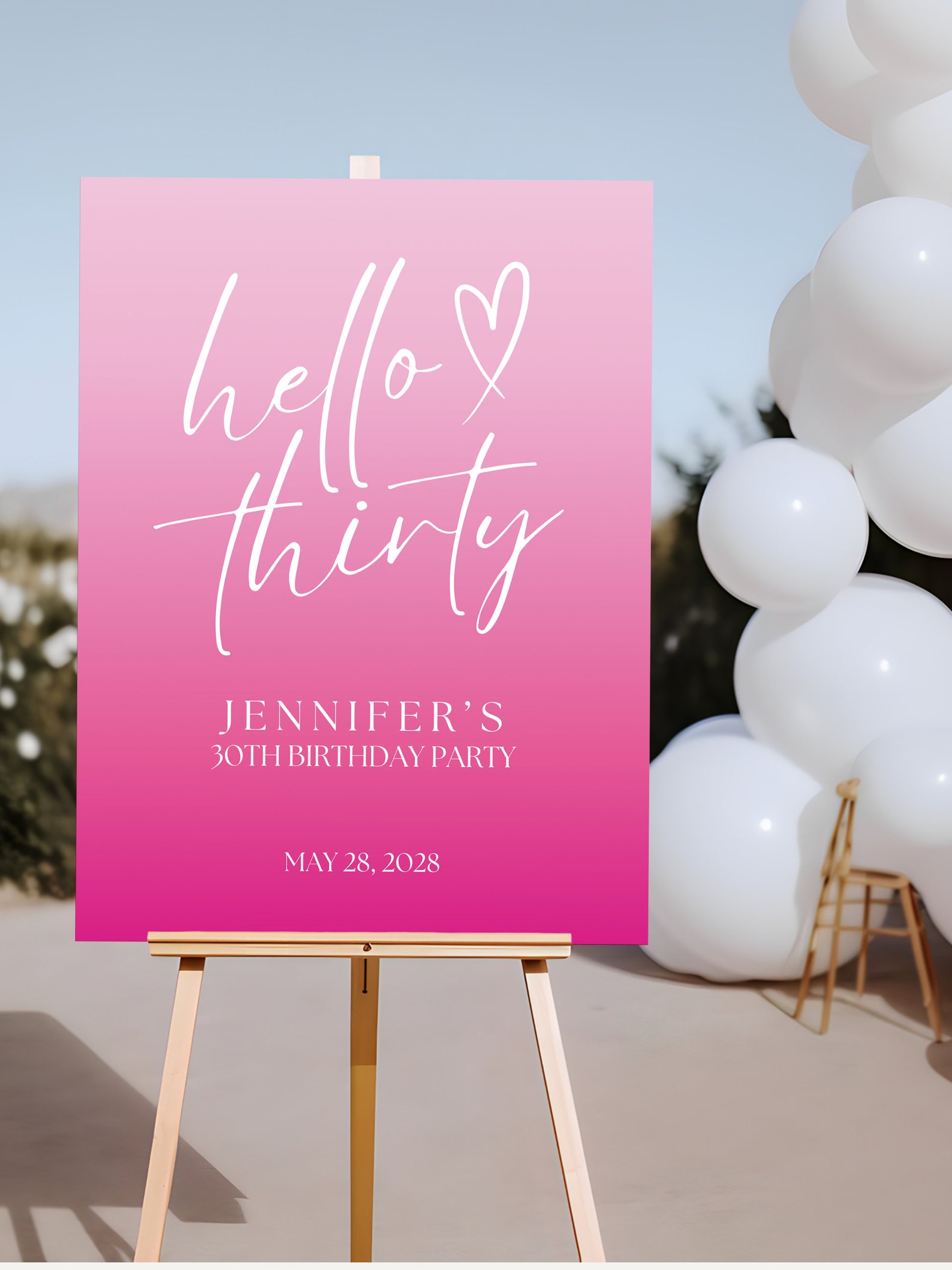 Modern Birthday Welcome Sign Template for Pink Birthday Decor Editable ...