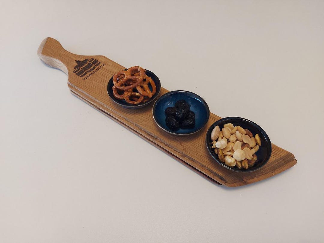 Serving Board Made From Barrique Barrel Lids With Handmade Ceramic ...