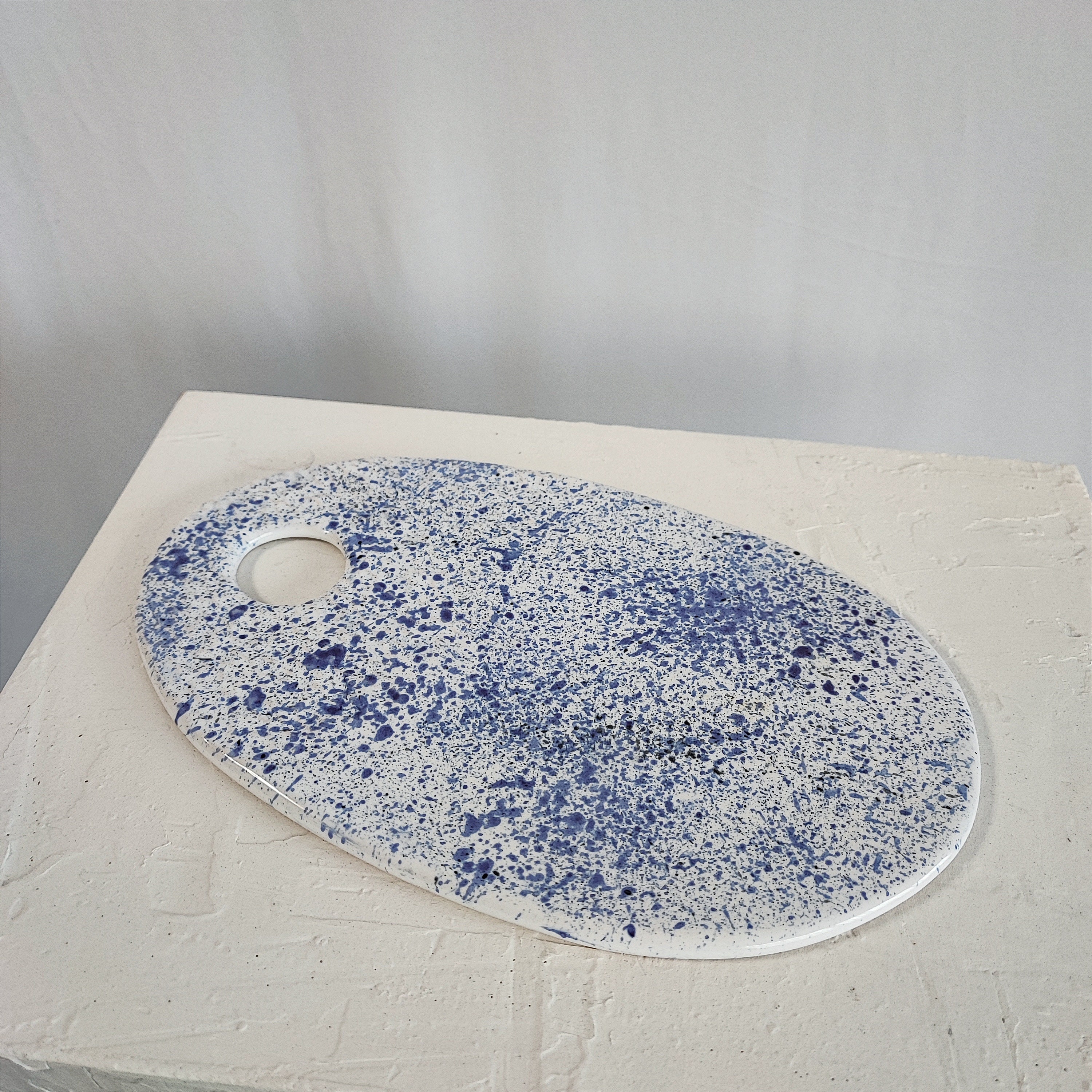 Handmade Ceramic Cheese Board, With Splashes in Blue Tones. Cutting ...
