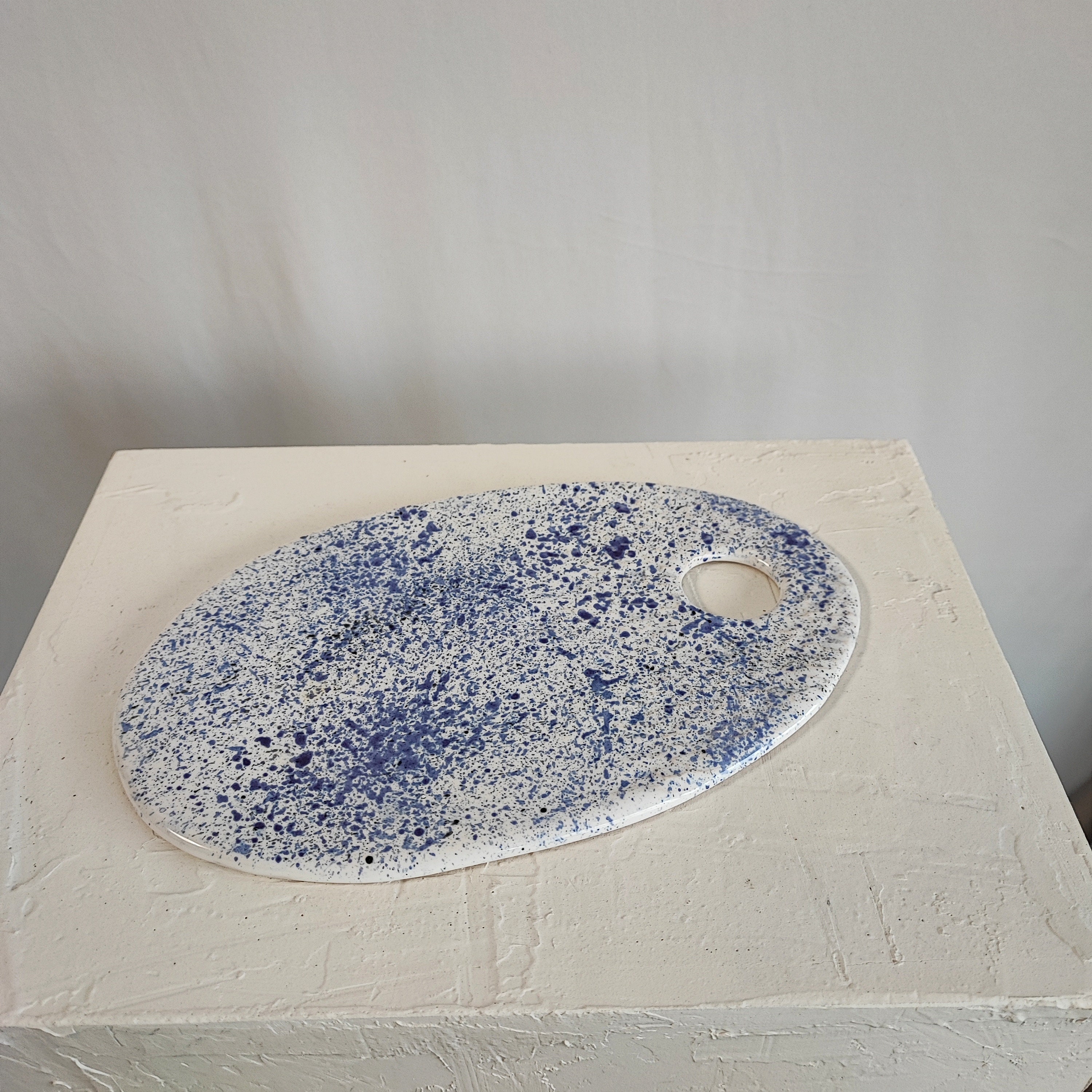 Handmade Ceramic Cheese Board, With Splashes in Blue Tones. Cutting ...
