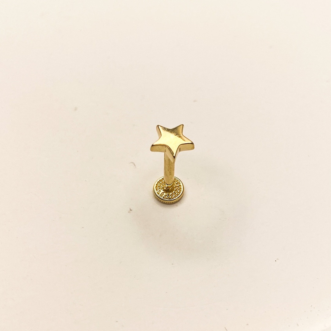 Star Tragus Piercing,14k Solid Gold Minimal Tragus Piercing, Daith ...