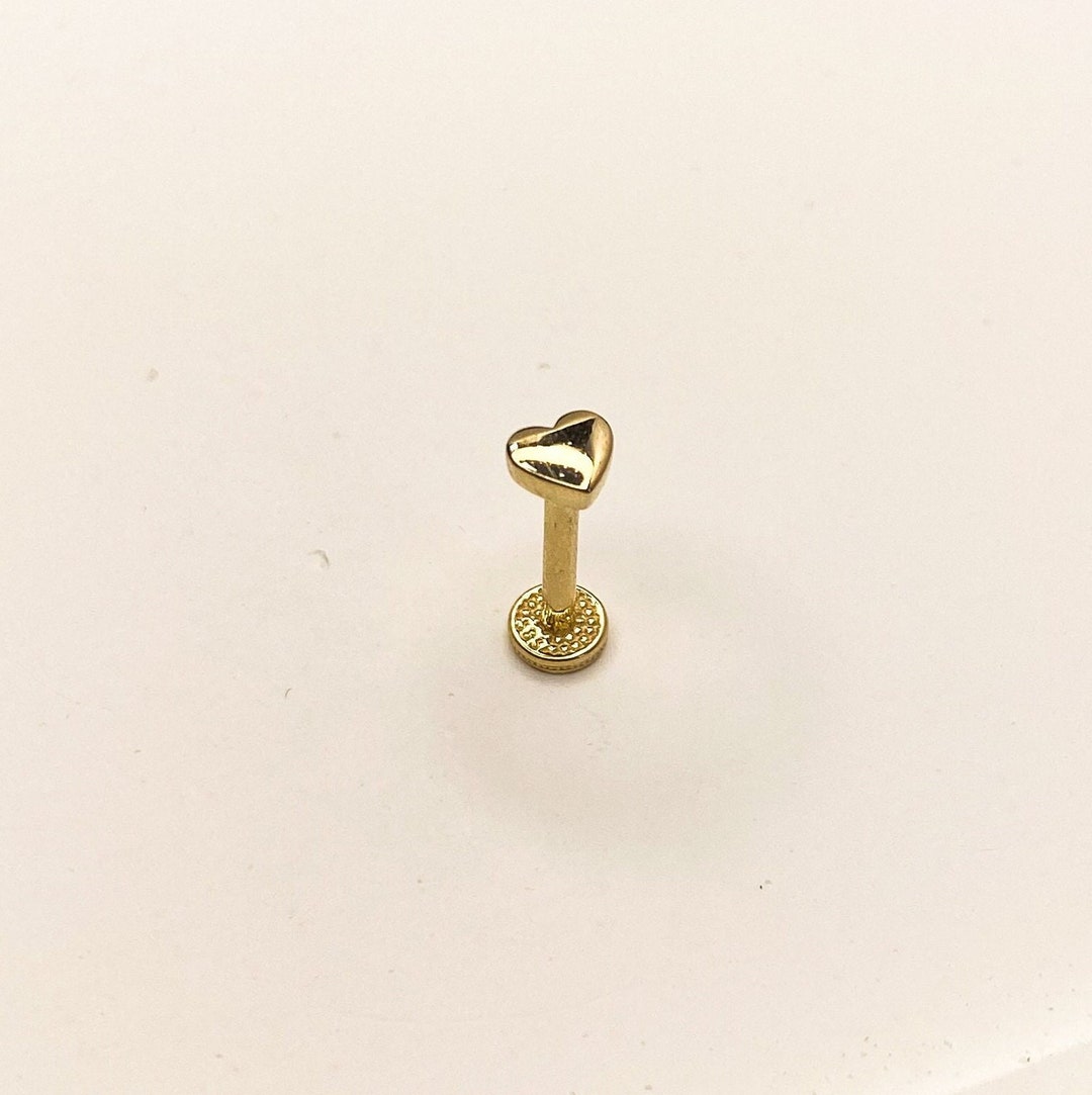 Minimal Heart Tragus Piercing, 14K Solid Gold Tragus Piercing, Daith ...