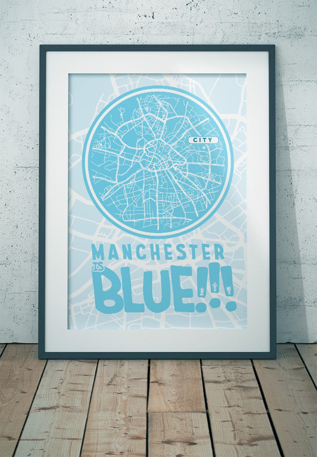 Manchester is Blue/ MCFC/ Manchester City/ Treble Winning/art Print ...