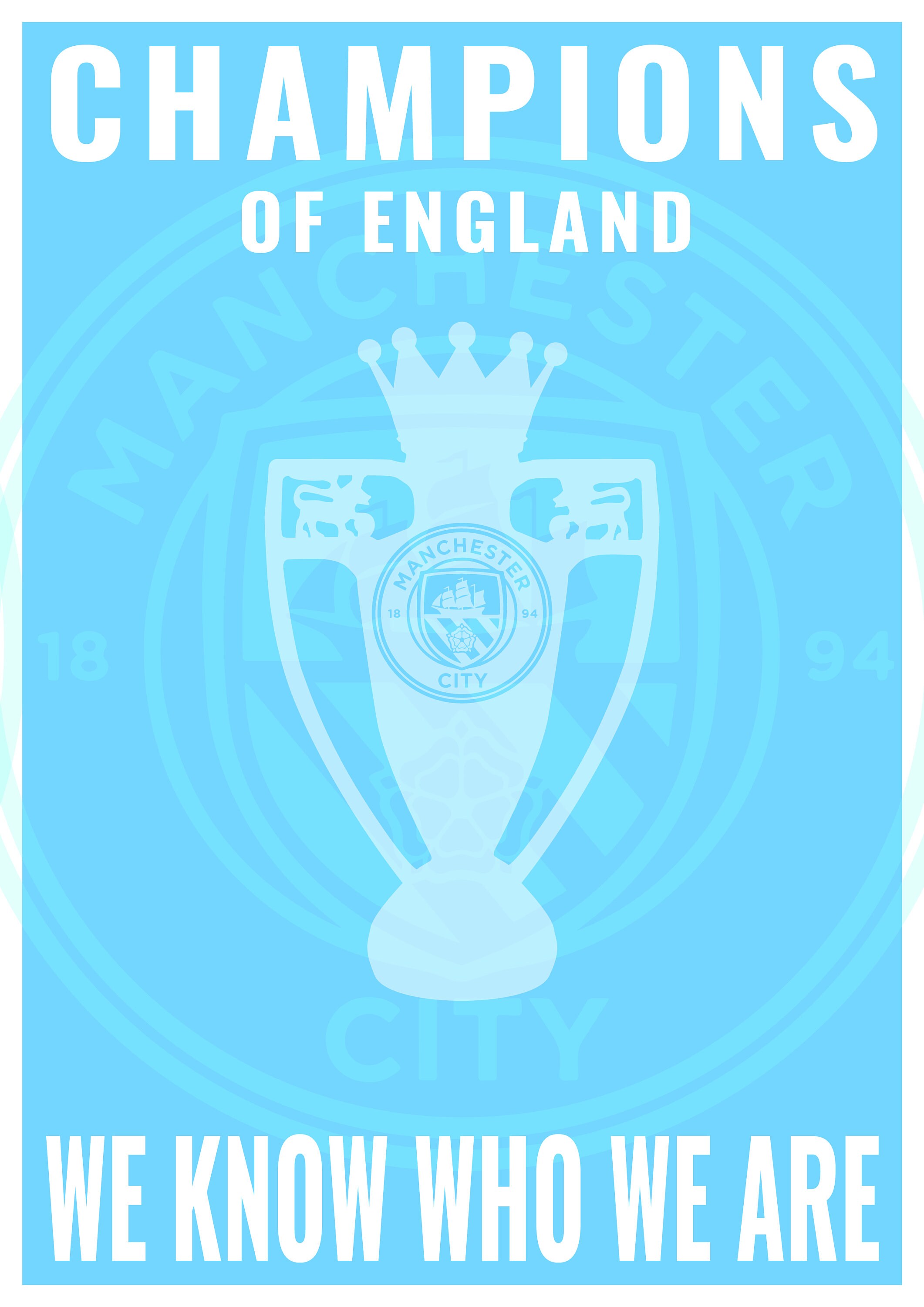 Manchester City/ Champions of England/ MCFC/ Art Print/ Poster - Etsy