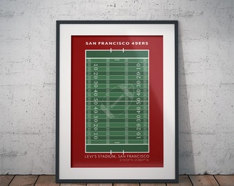 Poster Levi's Stadium, Blueprint Art Print, Green, Vertical, Vintage ...