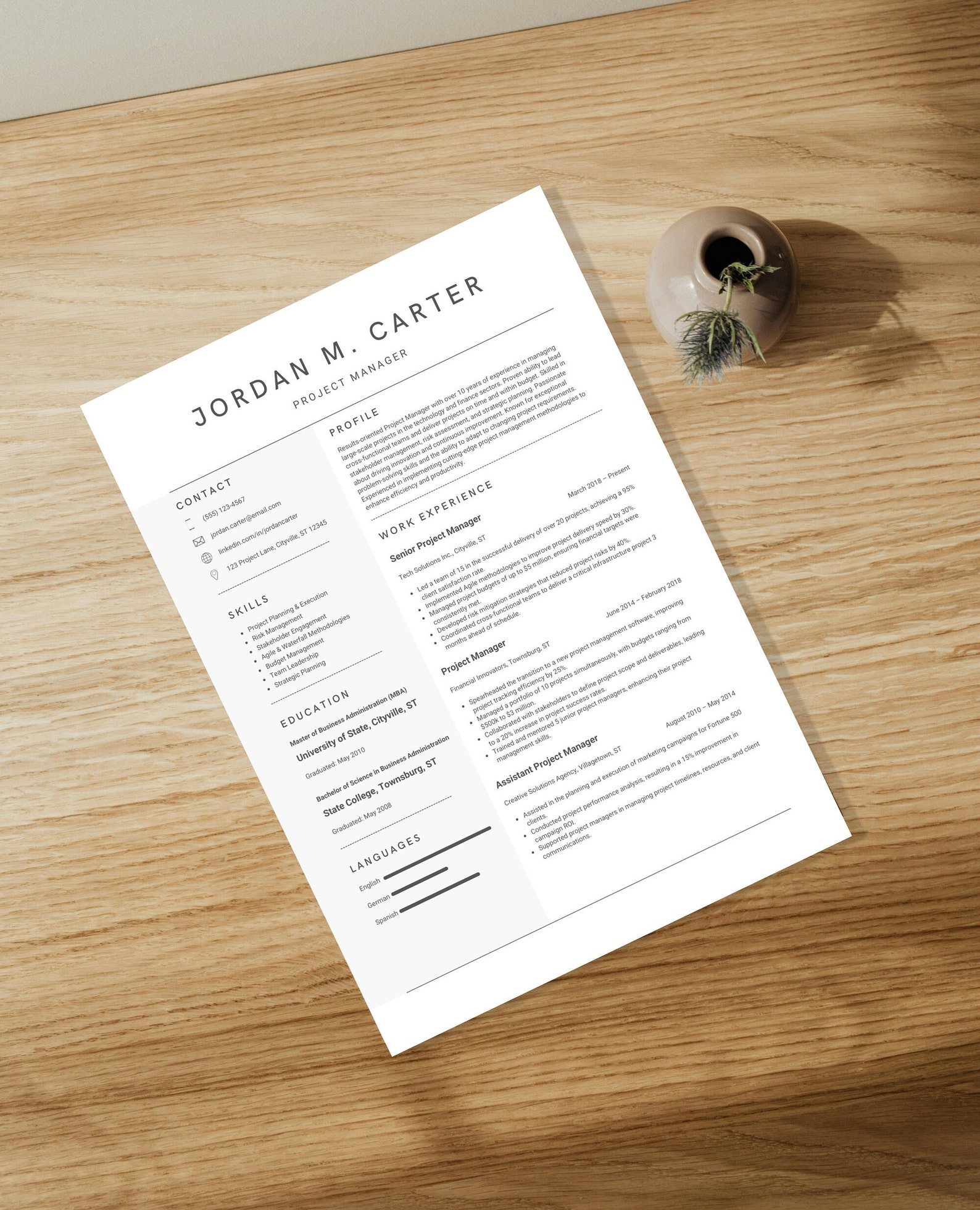 Minimalistic Canva Resume Template, CV Template Canva, Editable Resume ...