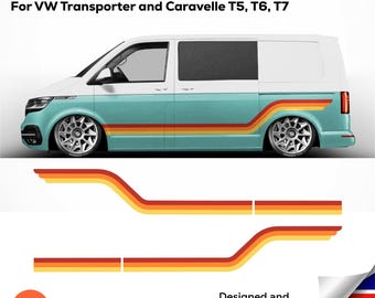 Retro Sunset Vinyl Stripes Graphics for Volkswagen Transporter T5 T6 T7 ...