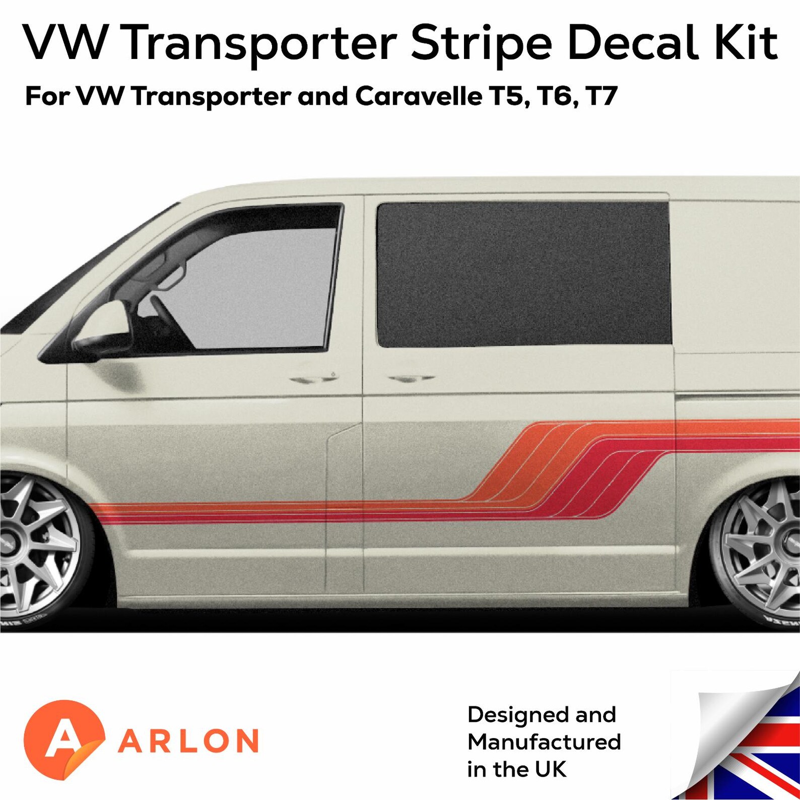 Retro Sunset Vinyl Stripes Graphics for Volkswagen Transporter T5 T6 T7 ...