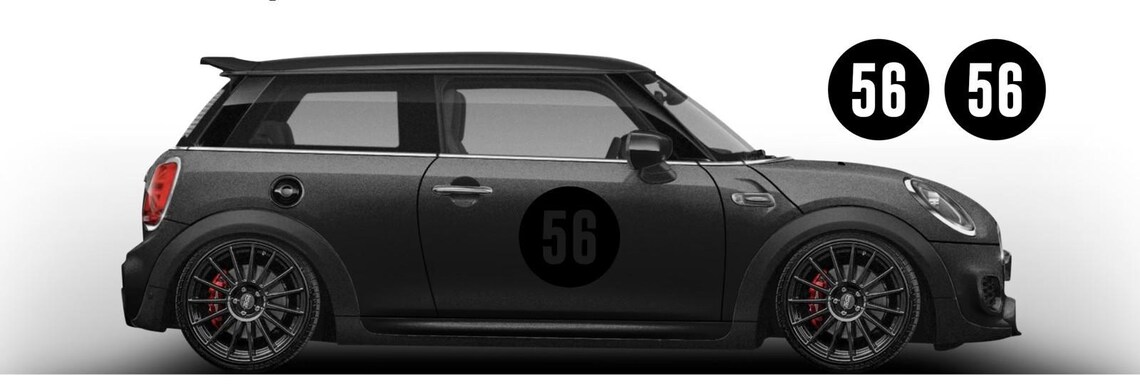 Number 56 Cut Out Graphic in Satin Black for F56 Mini Cooper 3M Vinyl ...