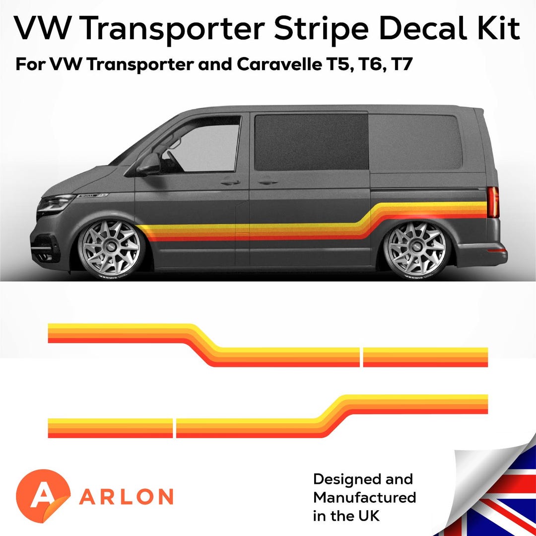 Retro Sunset Vinyl Stripes for Volkswagen Transporter T5 T6 T7 ...