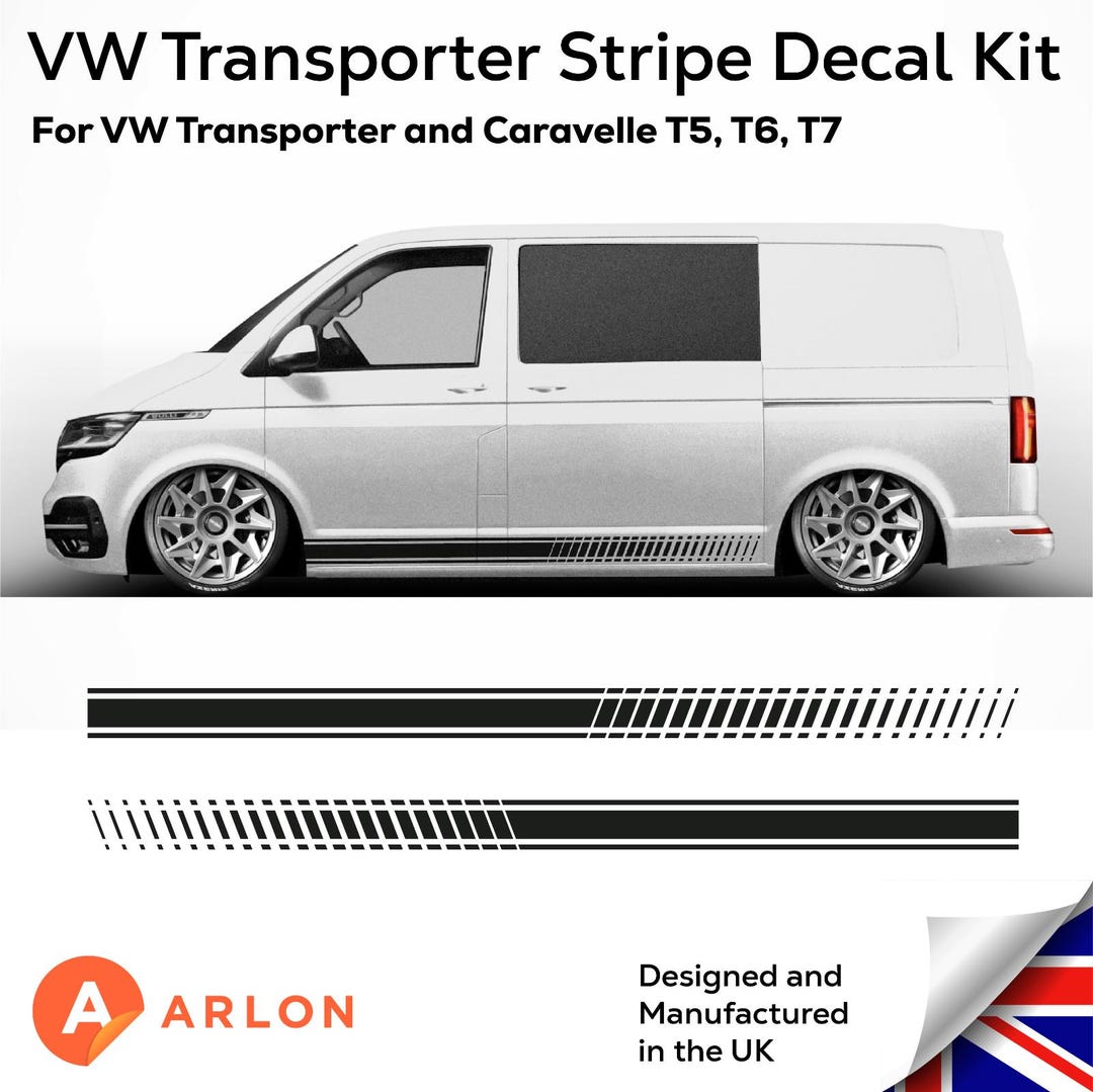 Fade Side Vinyl Stripes Graphics for Volkswagen Transporter VW T5 T6 T7 ...