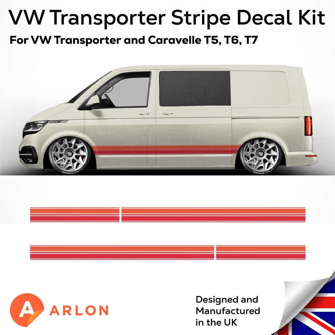 Retro Style Vinyl Stripes for Volkswagen Transporter T5 T6 T7 Caravelle ...