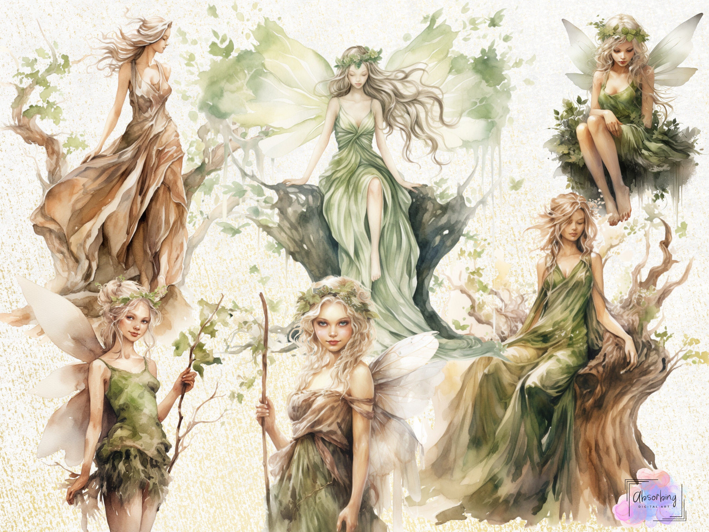 Elderwood Enchantment: Fairy Clipart Bundle - Watercolor Fairy Clipart ...