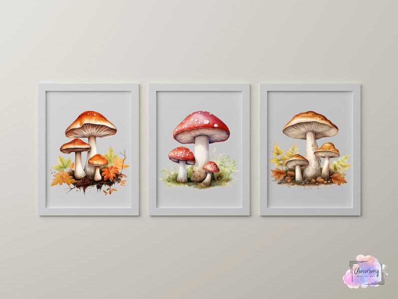 Autumn Mushrooms: Fall Mushroom Clipart Bundle - Fall Prints - Mushroom ...