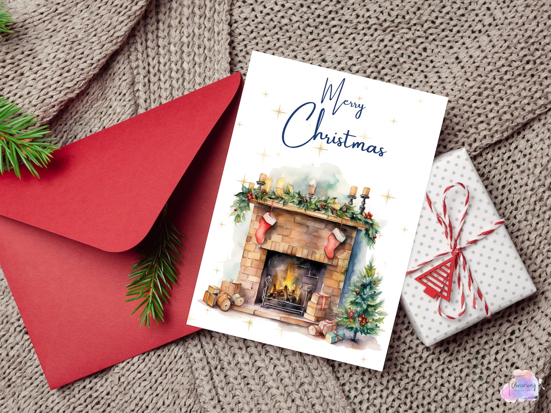 Fireside Christmas Cards Bundle: Fireplace Greetings (digital Download ...