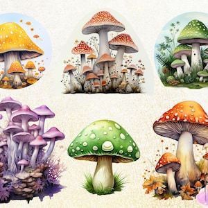 Autumn Mushrooms: Fall Mushroom Clipart Bundle - Fall Prints - Mushroom ...