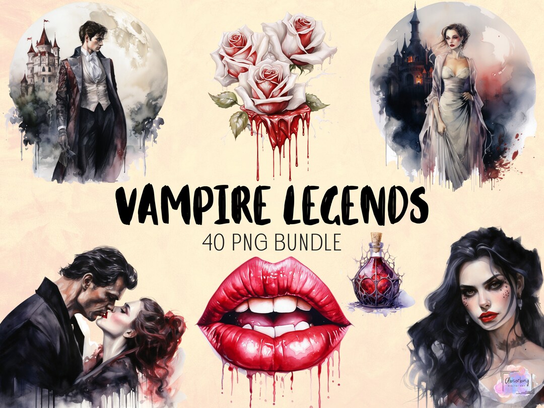 Watercolor Vampire Legends Halloween Clipart Bundle Gothic Vampires ...