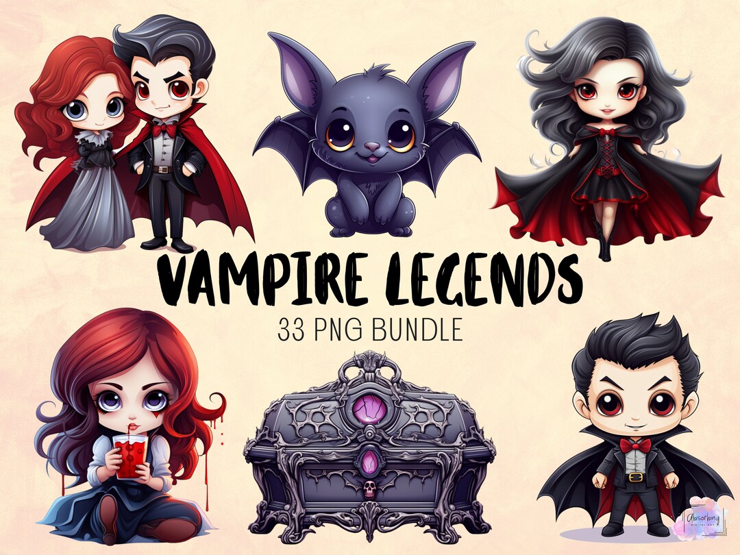Cartoon Vampire Legends Halloween Clipart Bundle Gothic Vampires ...