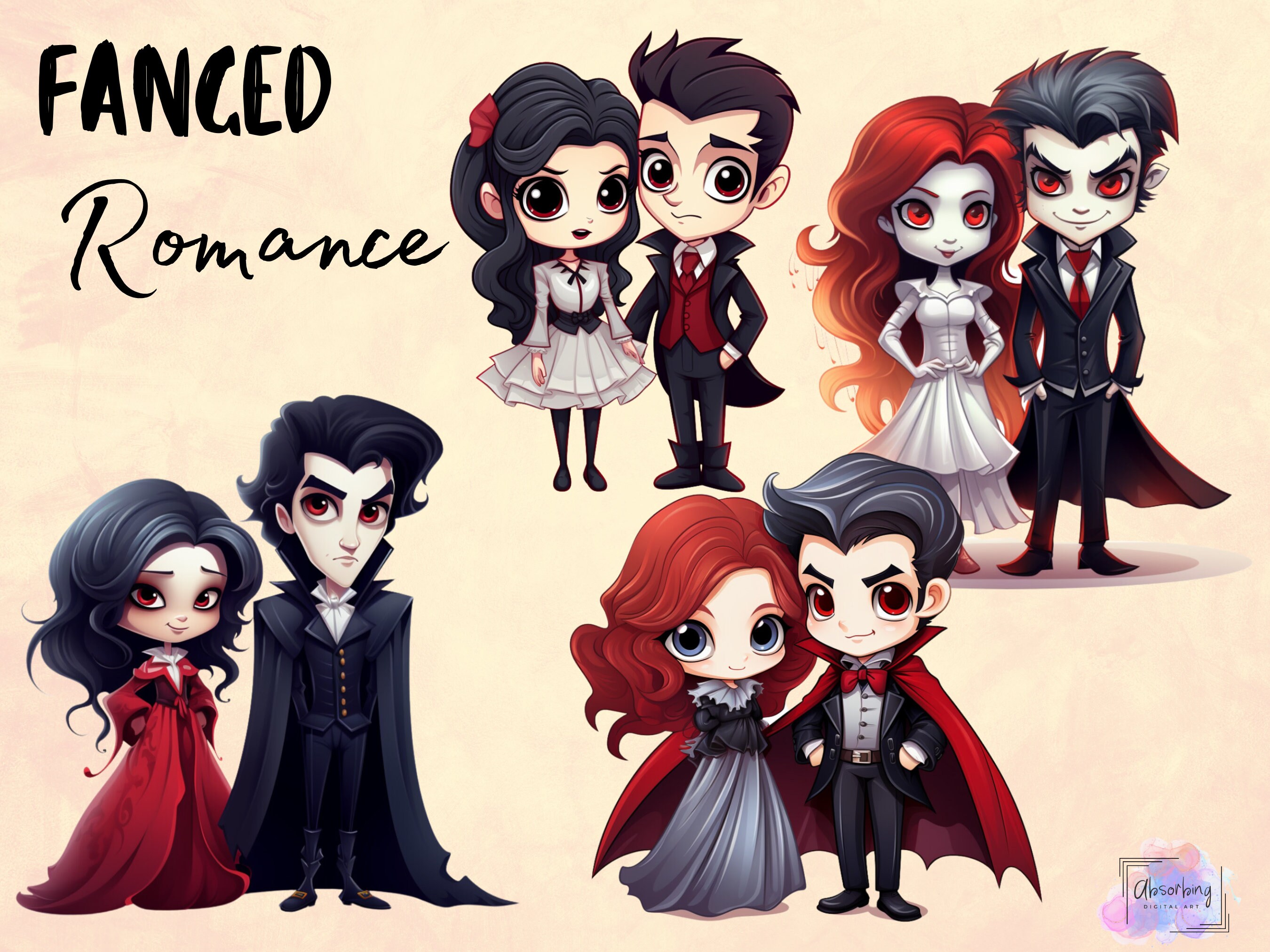 Cartoon Vampire Legends Halloween Clipart Bundle Gothic Vampires ...