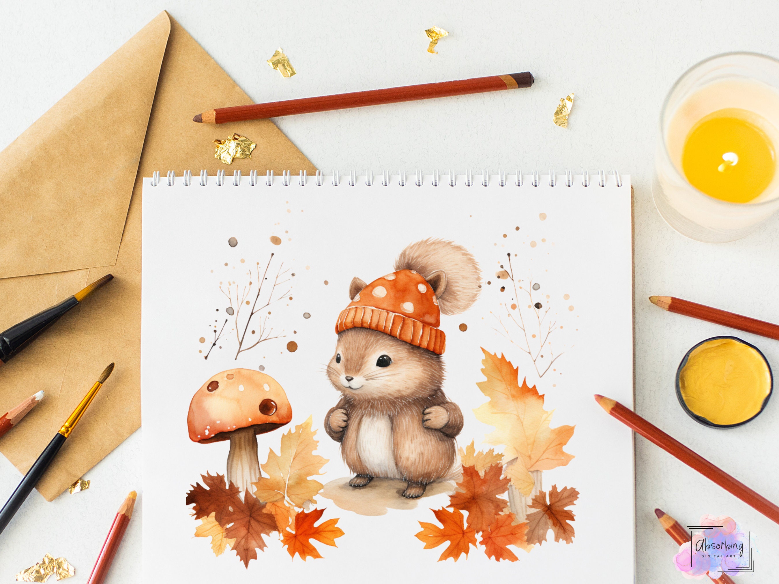 Woodland Charm: Fall Animals Clipart Bundle Watercolor Fall Clipart ...