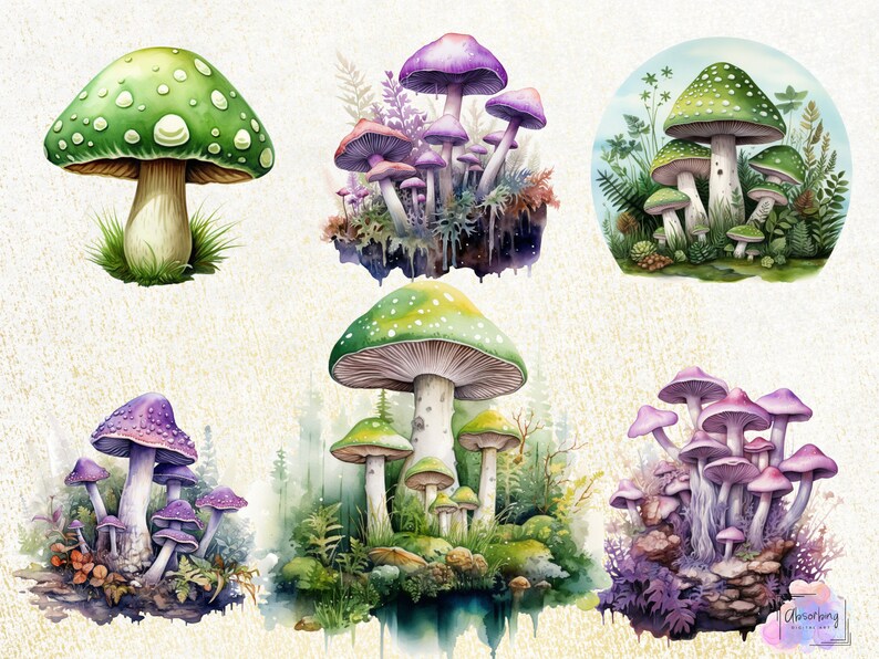 Autumn Mushrooms: Fall Mushroom Clipart Bundle - Fall Prints - Mushroom ...
