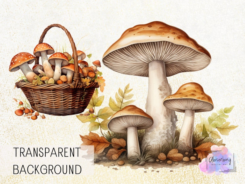 Autumn Mushrooms: Fall Mushroom Clipart Bundle - Fall Prints - Mushroom ...