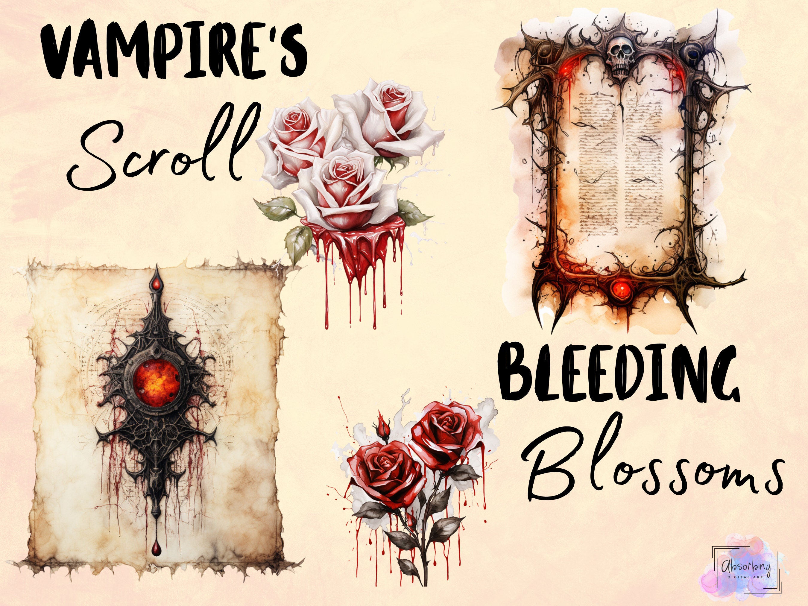 Watercolor Vampire Legends Halloween Clipart Bundle Gothic Vampires ...