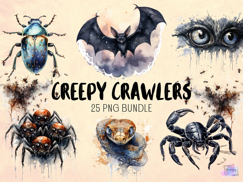 Watercolor Creepy Crawlers Collection: Spiders, Scorpions, and More ...