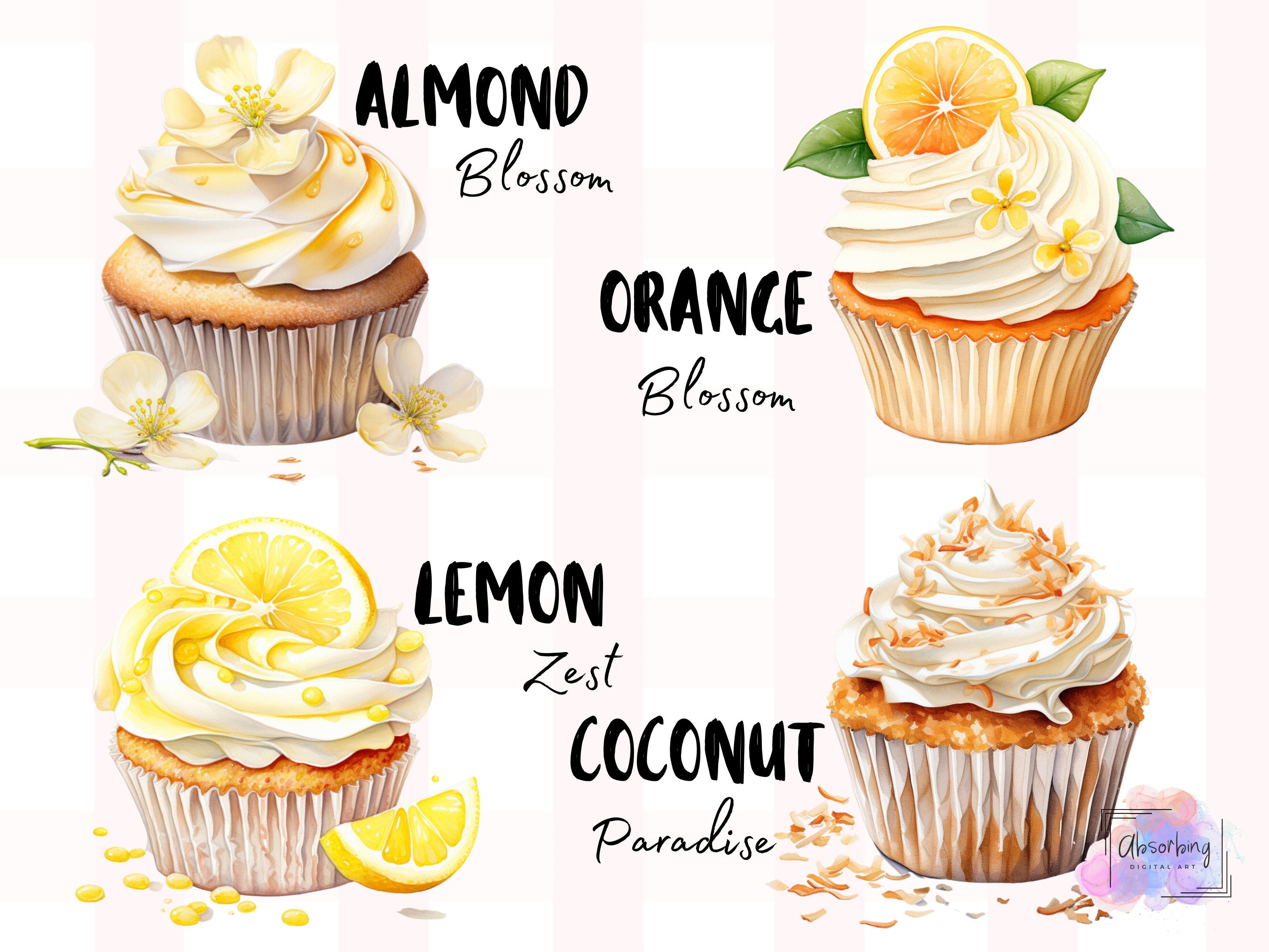 Delightful Watercolor Cupcake Clipart Bundle - 20 Pngs With Transparent ...