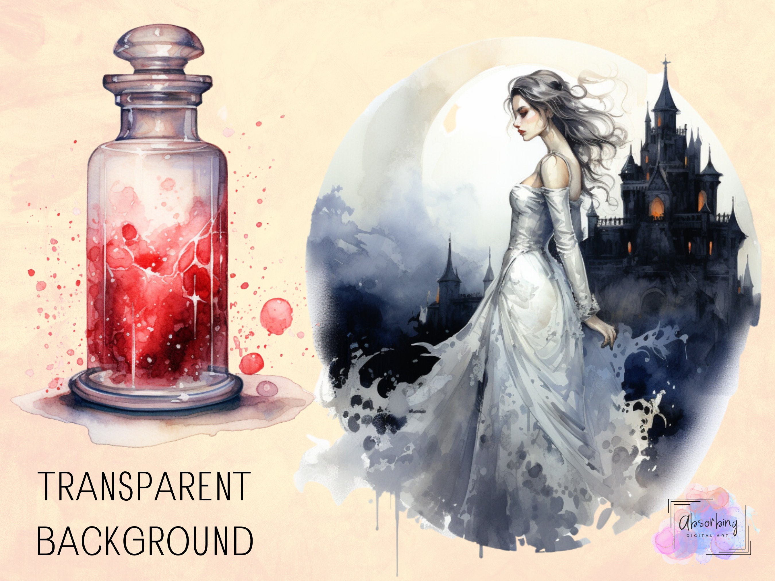 Watercolor Vampire Legends Halloween Clipart Bundle Gothic Vampires ...