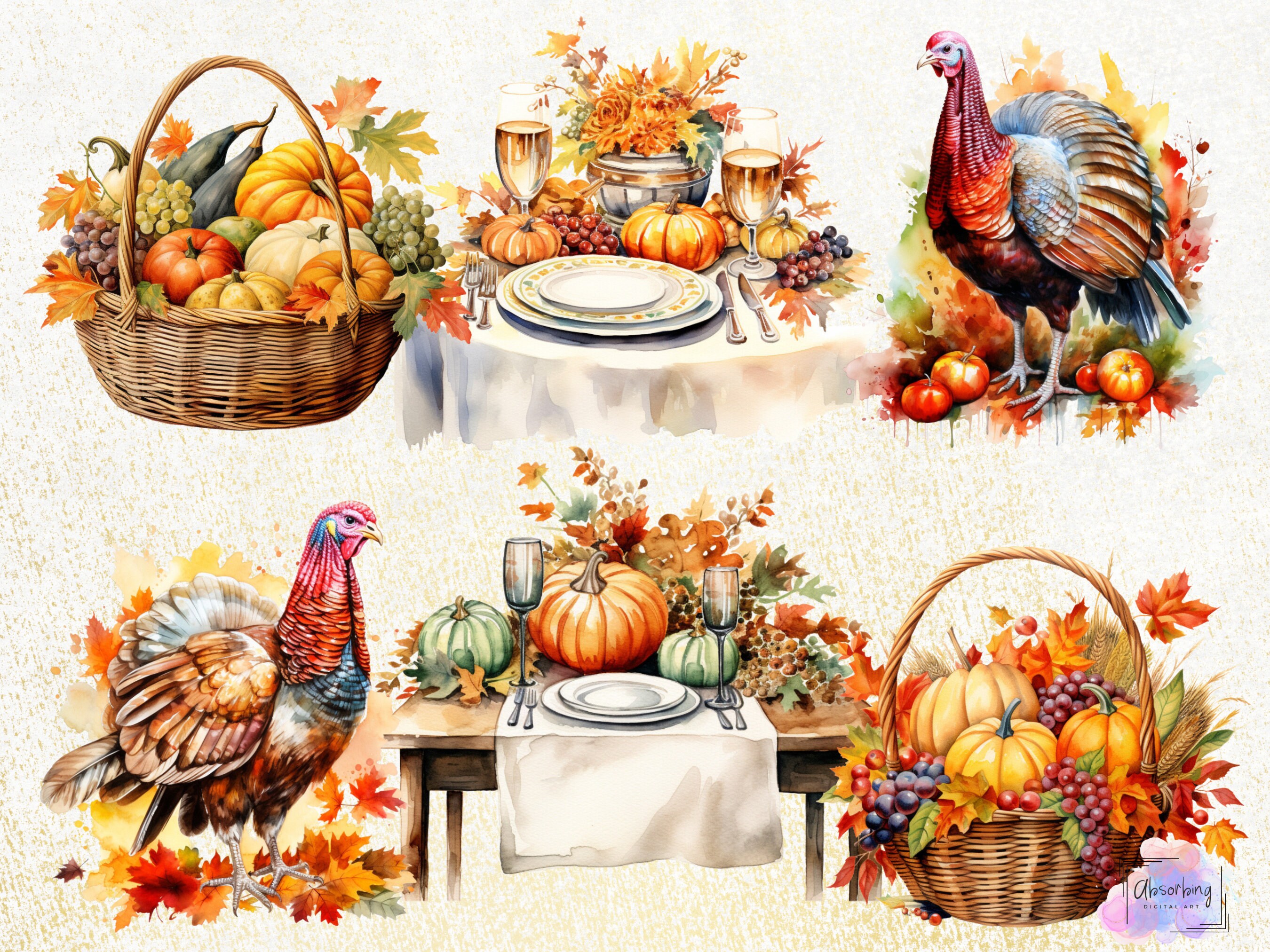 Thanksgiving Harvest: Clipart Bundle for Gratitude Thankful Clipart ...